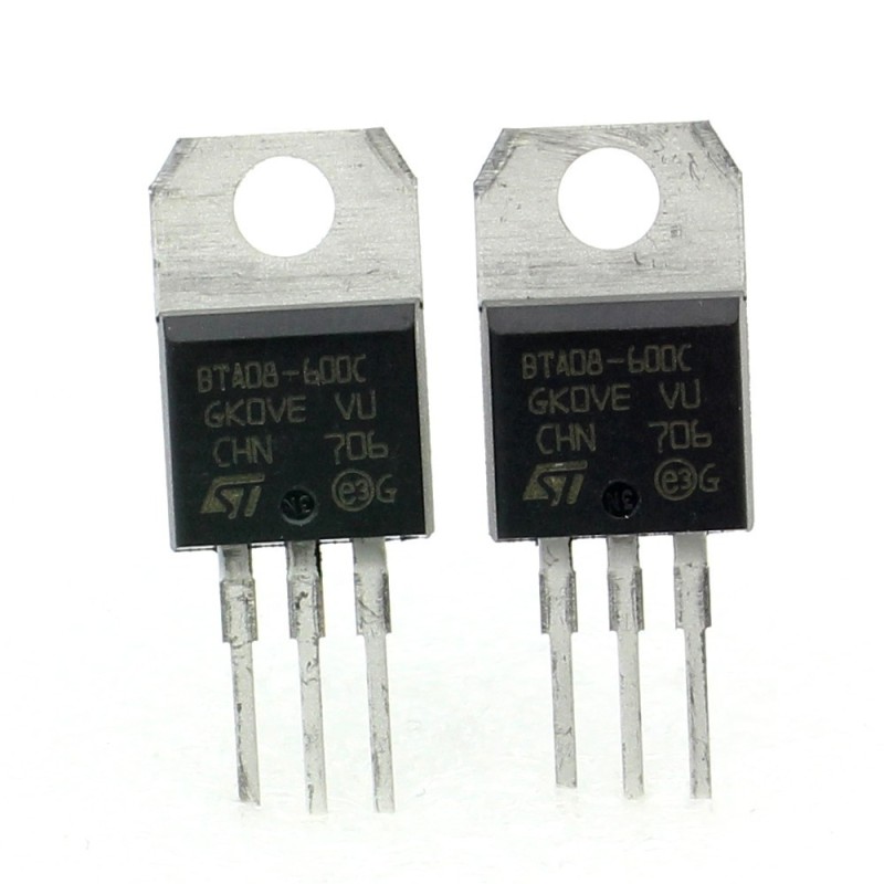2Pcs Triac BTA08 BTA08-600 BTA08-600B 8 A 600 V TO-220 HV Equipement ...