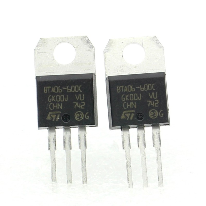2x Triac BTA06-600C BTA06-600 Triac 600V 6A - STMicroelectronics